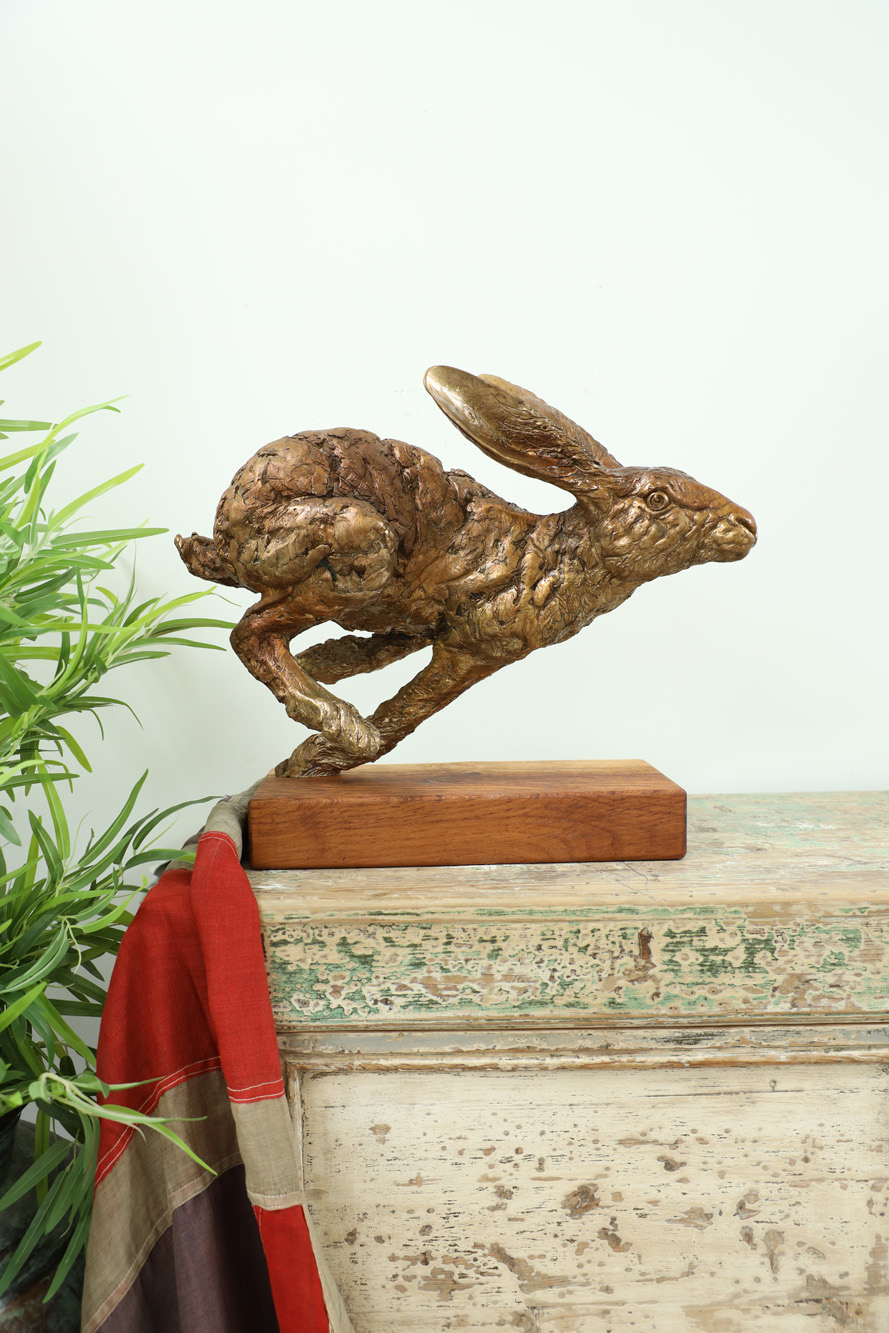 Game's on - Life Size Hare Running - Winterburn Fine Art